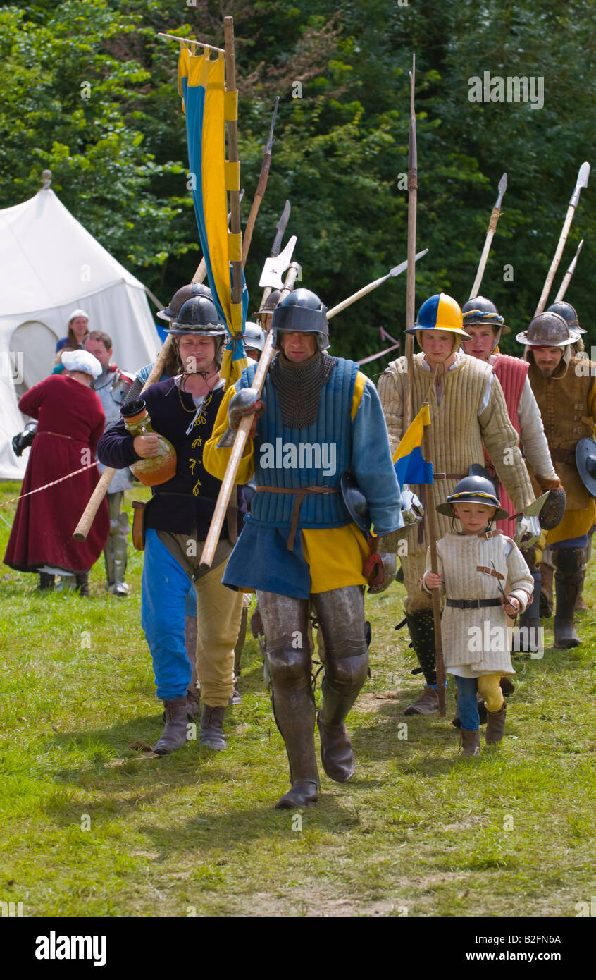 Medieval soldiers march at Tewkesbury Medieval Festival Worcestershire ...
