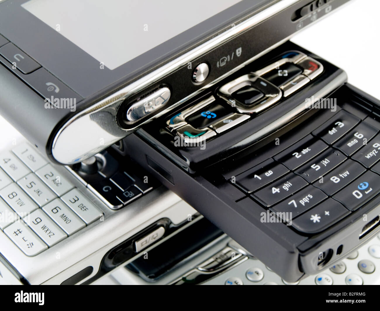 Stack Pile of Several Modern Mobile Phones PDA Cell Handheld Units ...