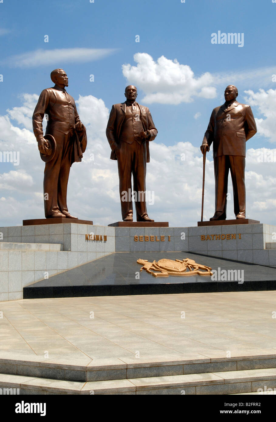 Statue to honour the three traditional Chiefs Khama Sebele and Bathoen ...