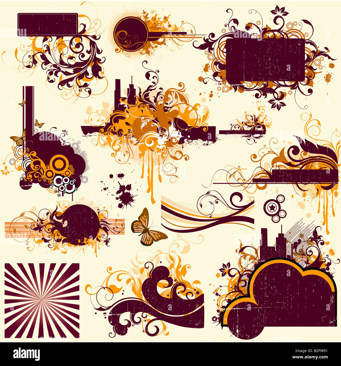 illustration drawing of floral background Stock Photo - Alamy