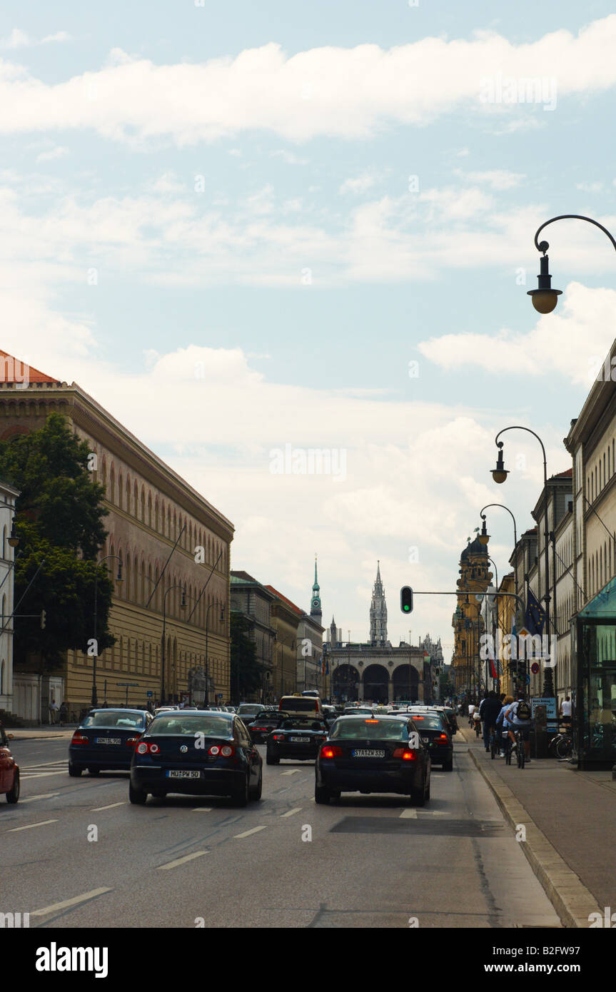 Ludwigstrasse with view onto the Feldherrenhalle on the Odeonsplatz in ...