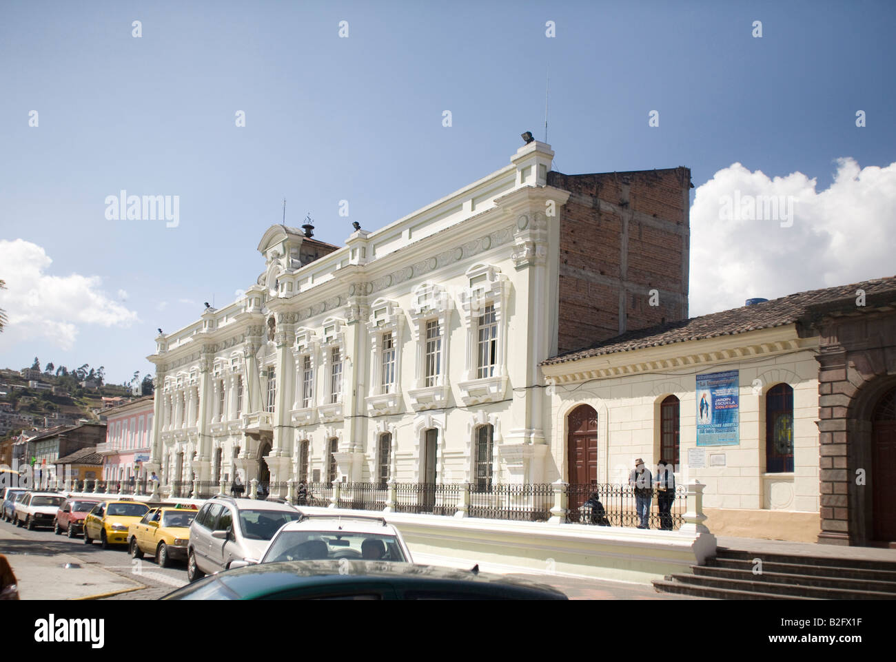 Official government building in Otavalo Imbabura Ecuador.White colonial ...