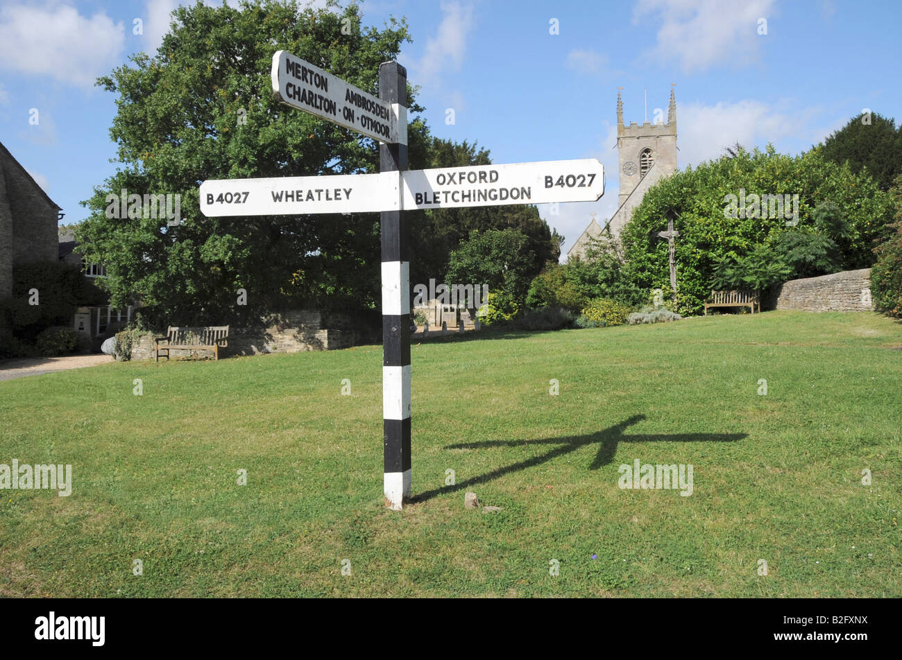 A traditional old directions sign post outside St Nicholas church in ...
