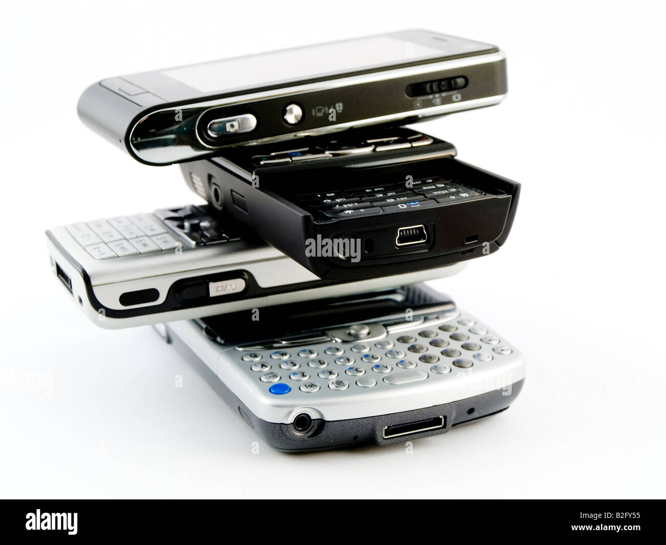 Stack Pile of Several Modern Mobile Phones PDA Cell Handheld Units ...