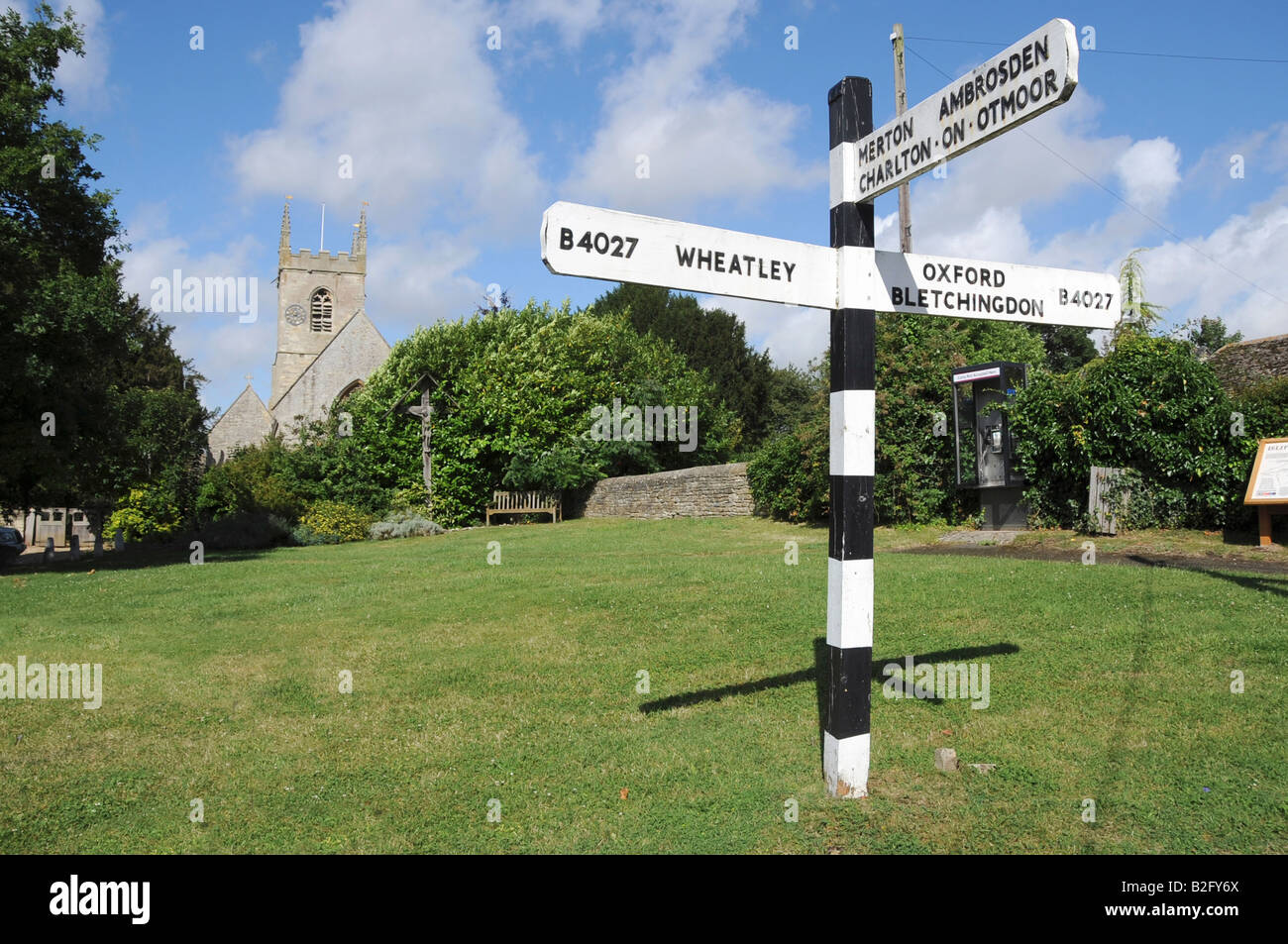 A traditional old directions sign post outside St Nicholas church in ...