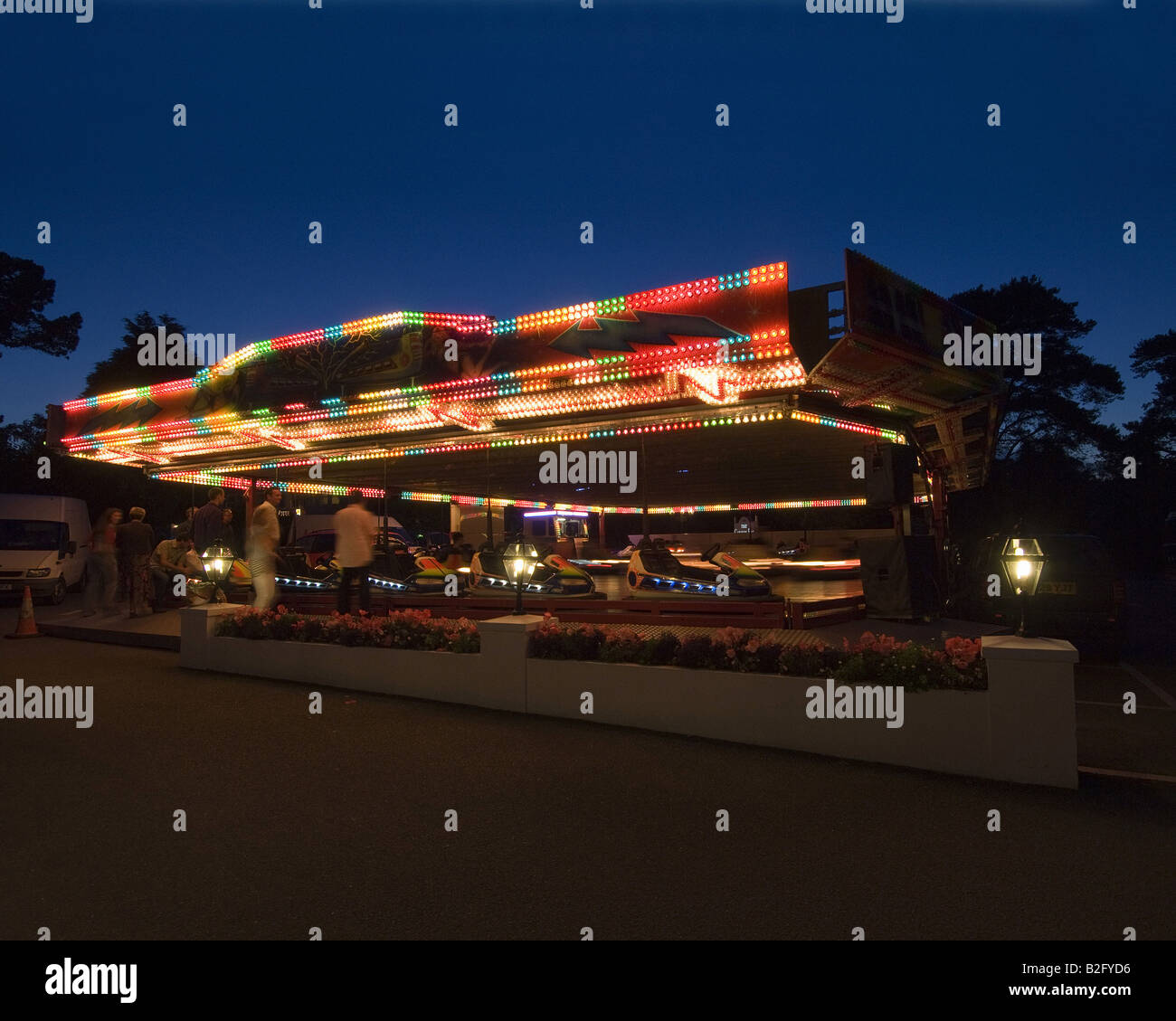 Bumper car ride at night Stock Photo - Alamy