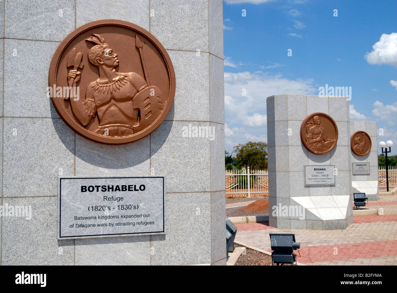Statue to honour the traditional Chiefs Khama Sebele and Bathoen ...