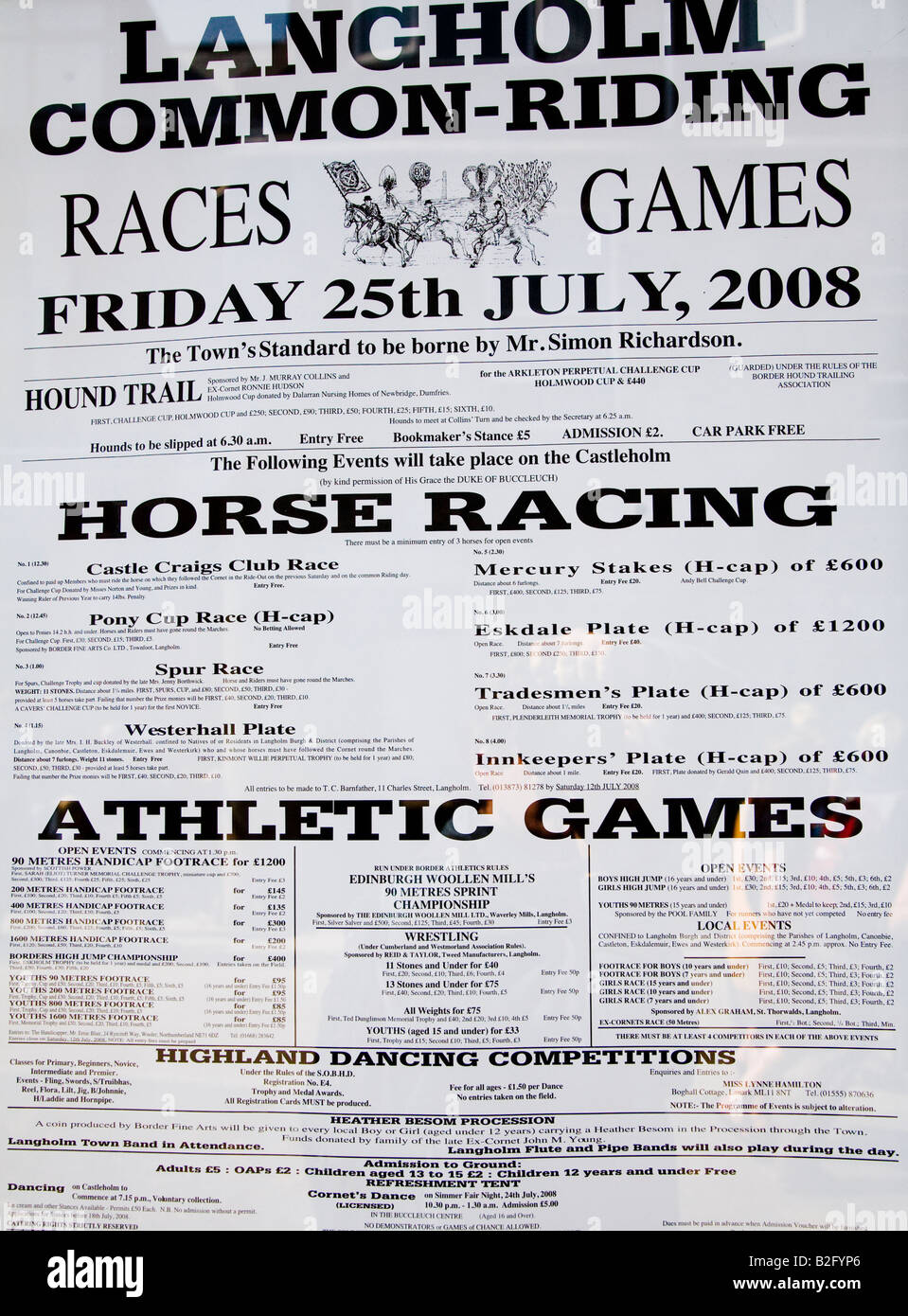 Poster Announcing The Itinerary For The Langholm Common Riding Scotland ...