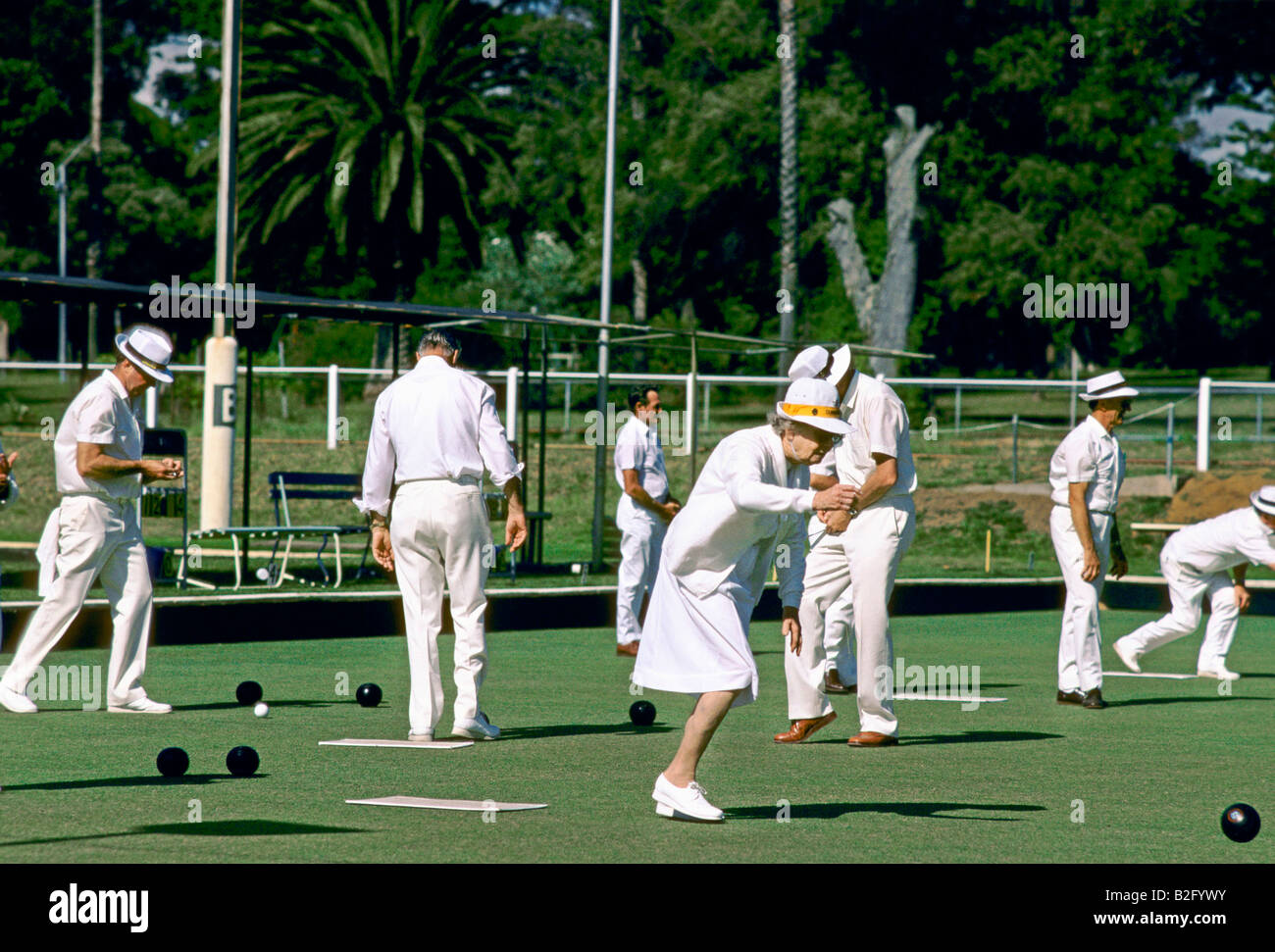 elderly men woman playing bowls games in perth australia Stock Photo ...