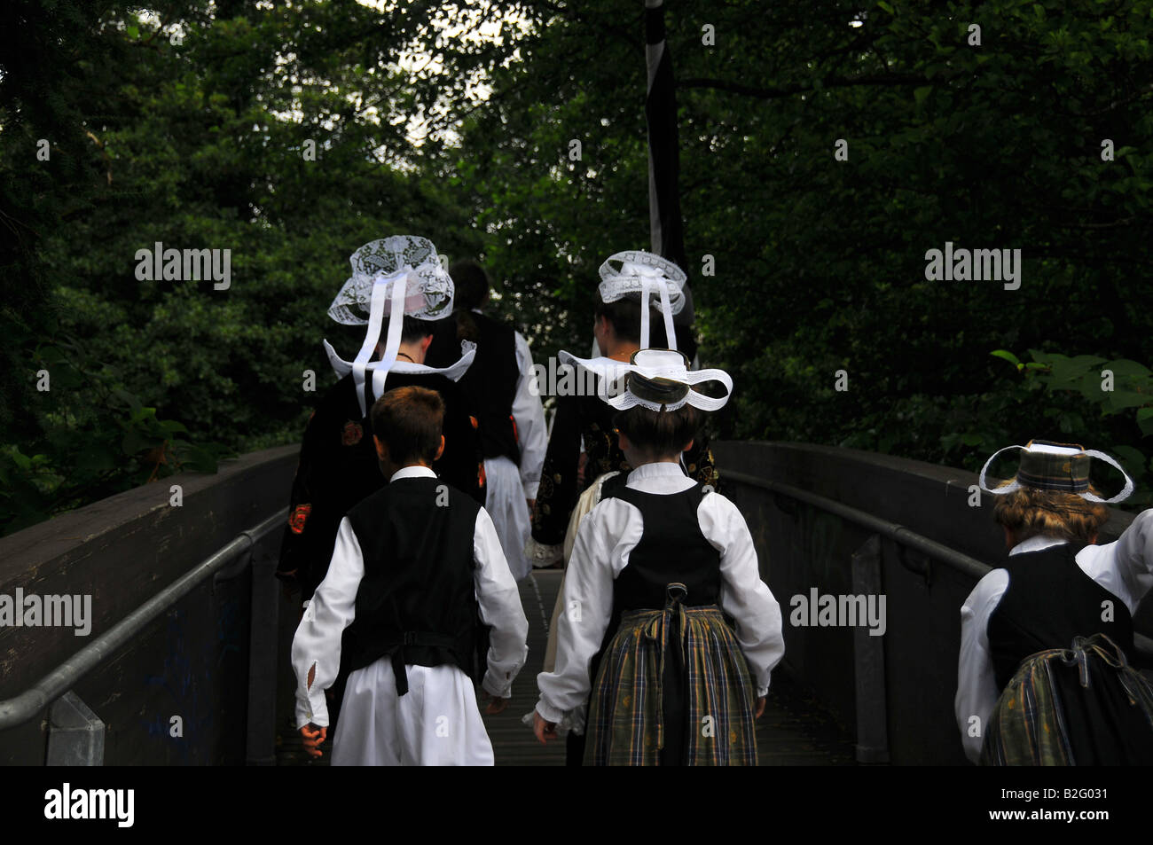 women and children dressed in traditional costume in Cornwall Festival ...