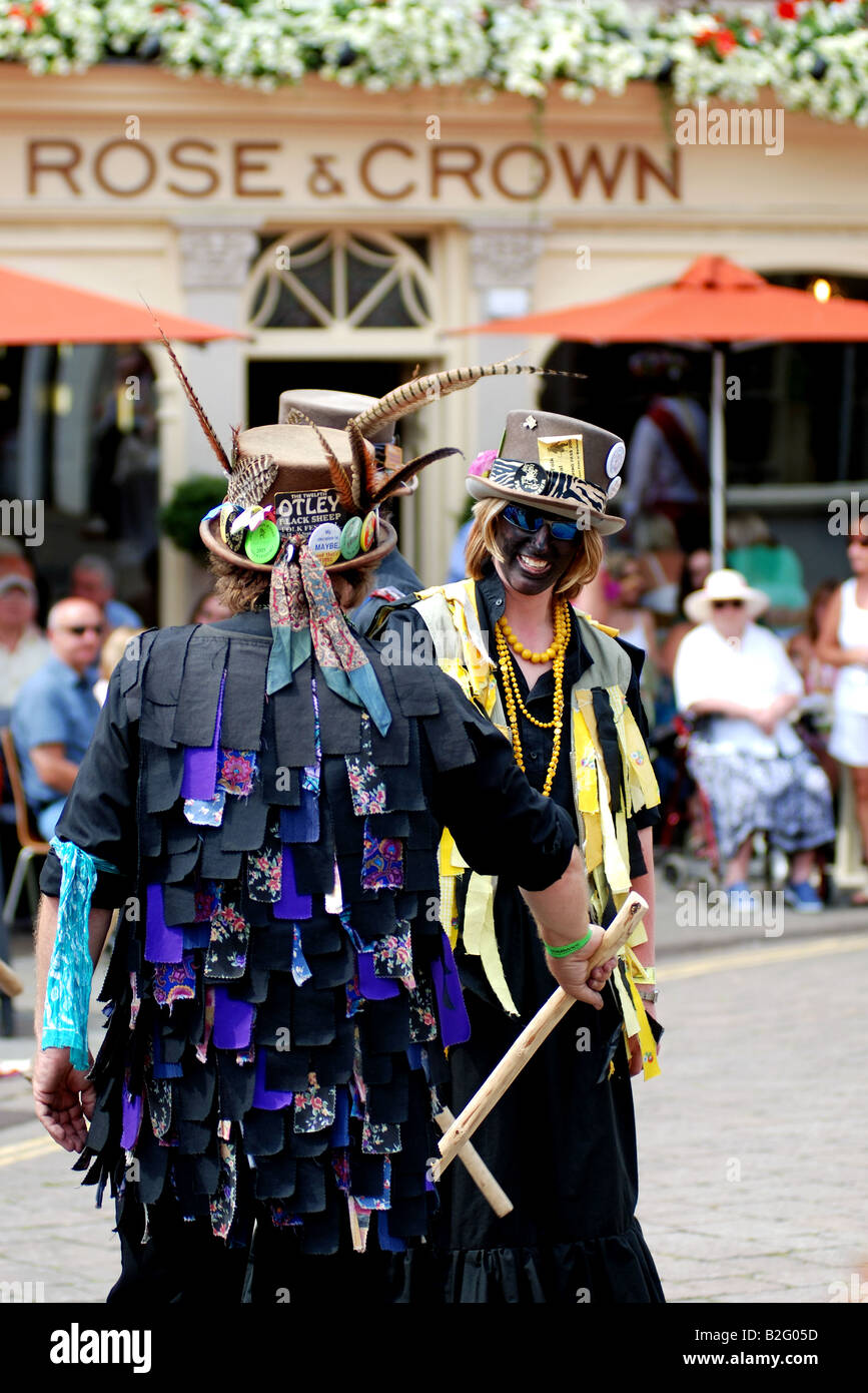 Mummers dancing by Rose and Crown pub at Warwick Folk Festival UK 2008 ...