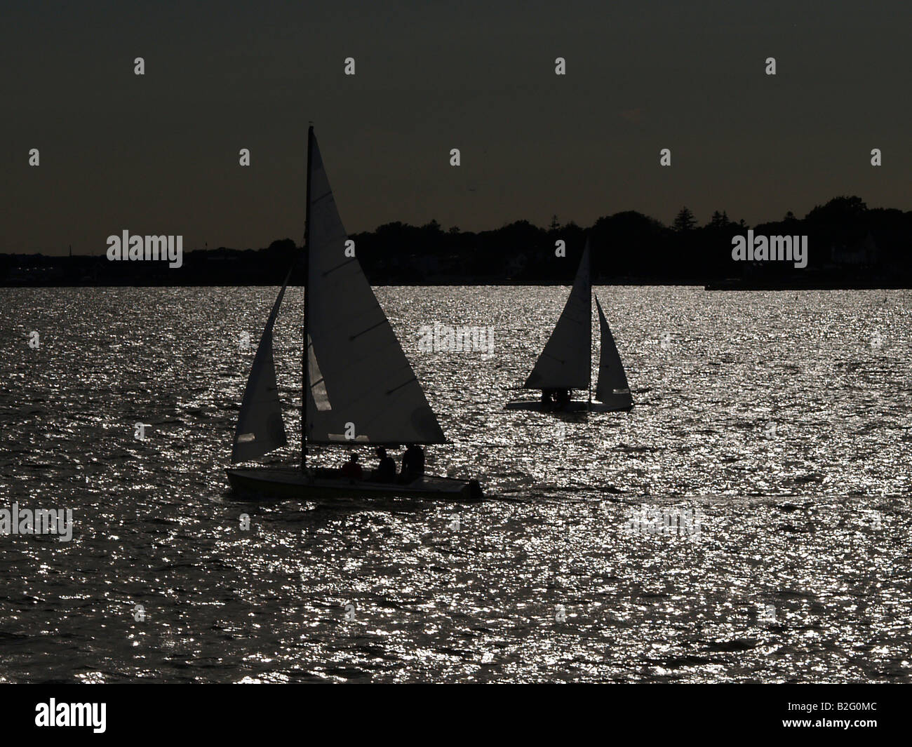 Two sailboats cruising on the Great South Bay in Long Island, Suffolk ...