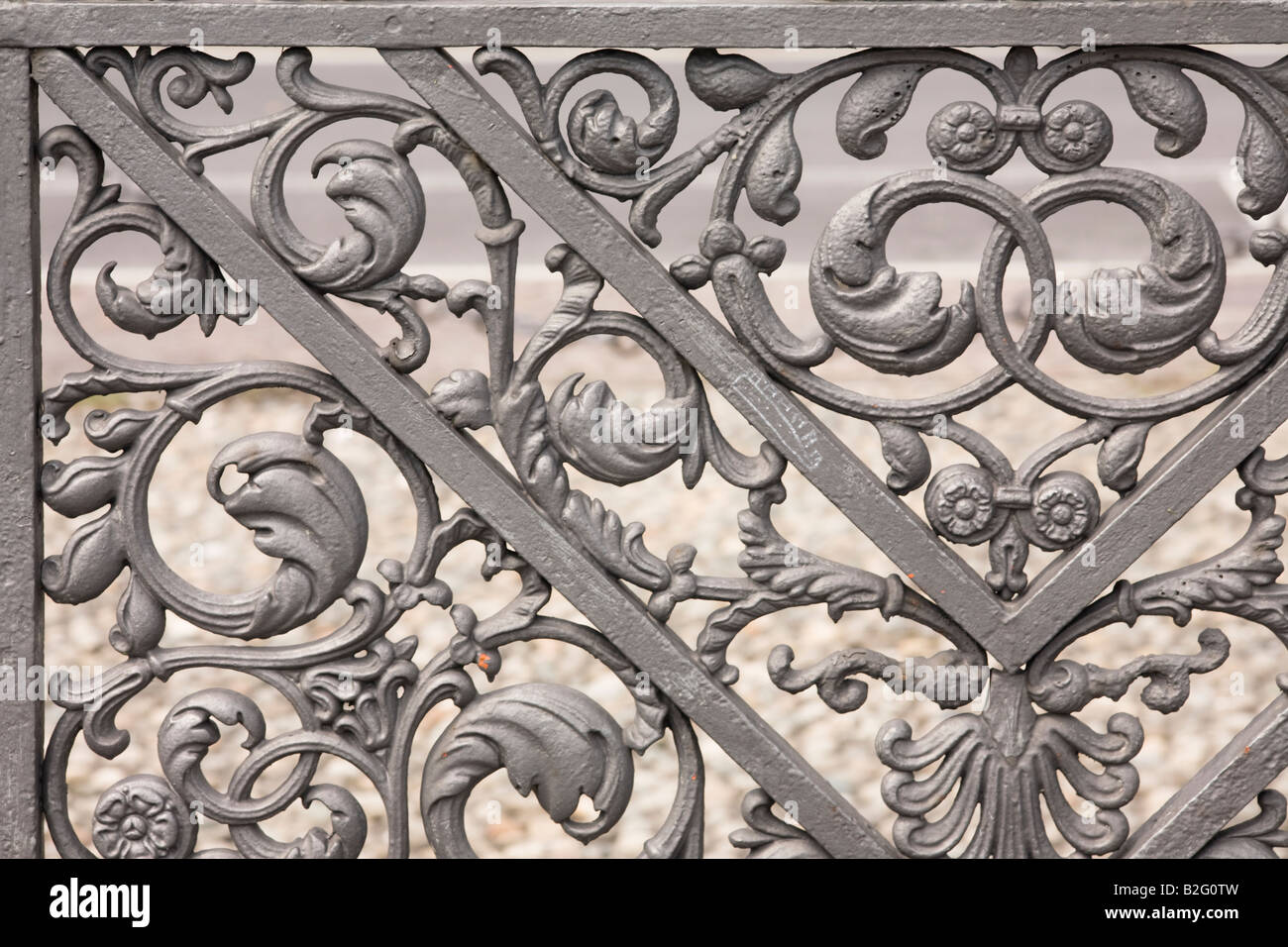 Antique Hand-made iron gate with floral design Stock Photo - Alamy