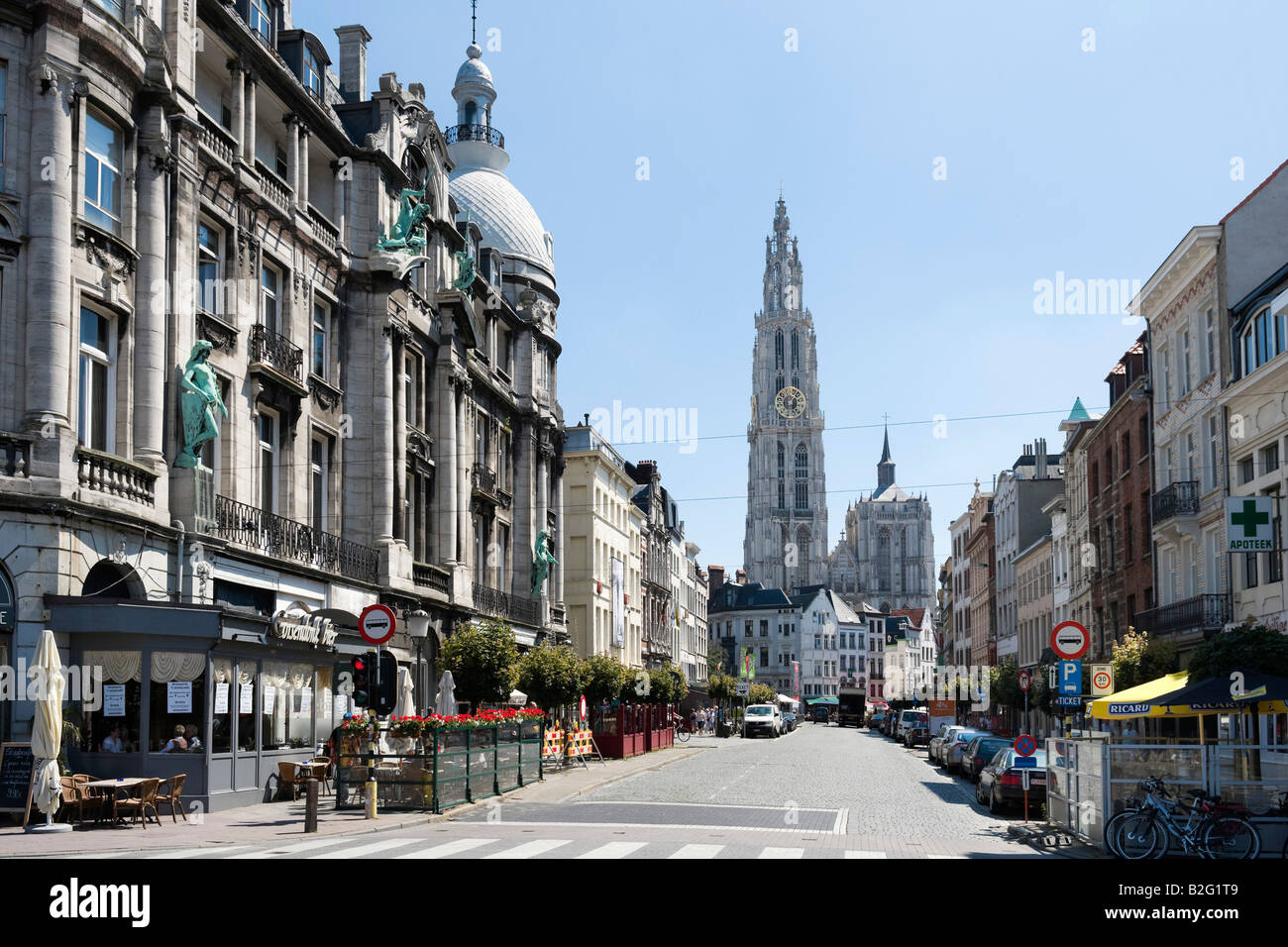 View down Suikerrui towards Onze Lieve Vrouwekathedraal in the centre ...