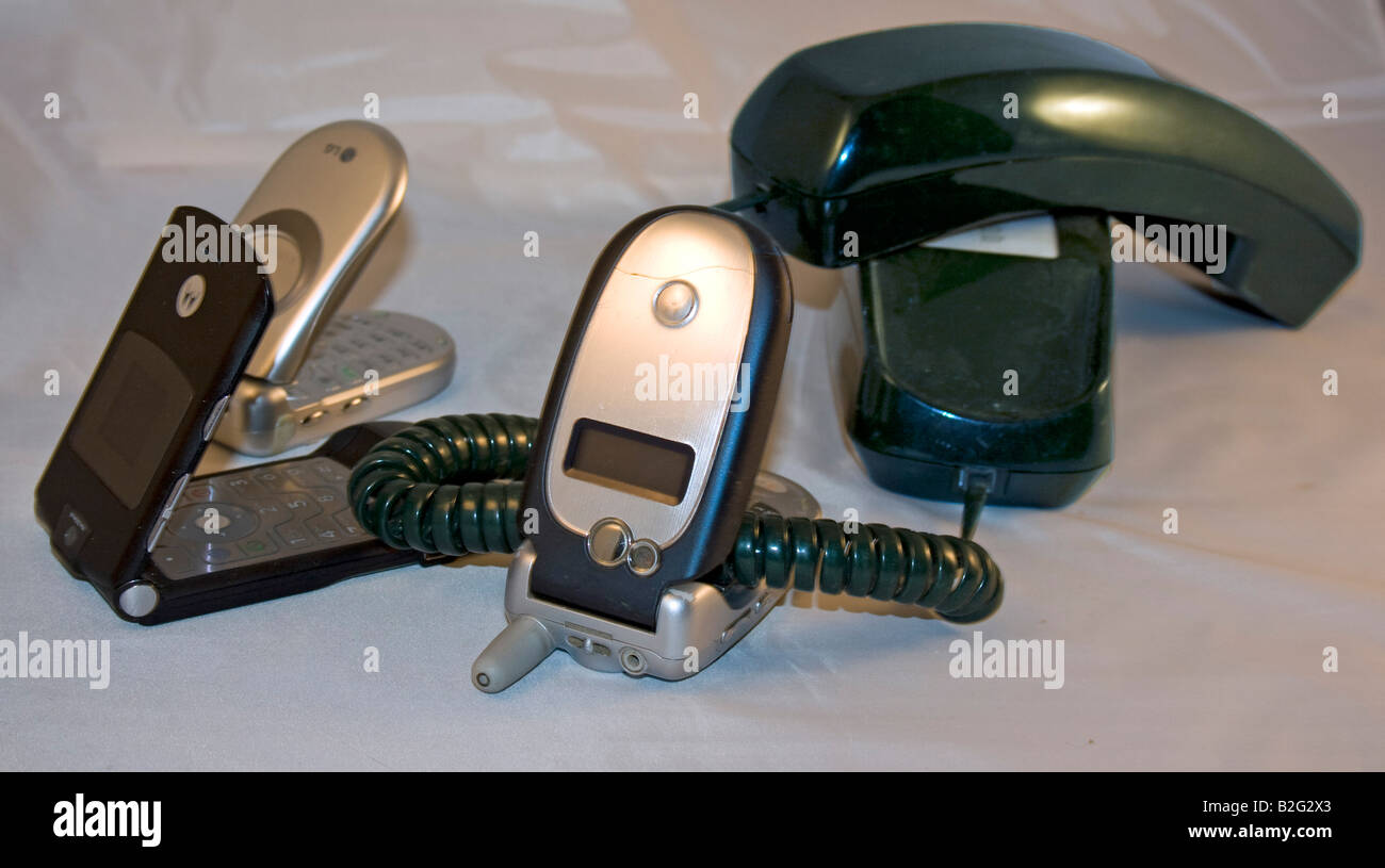 Silo-Cell Phones Destroying Corded Phone Stock Photo - Alamy
