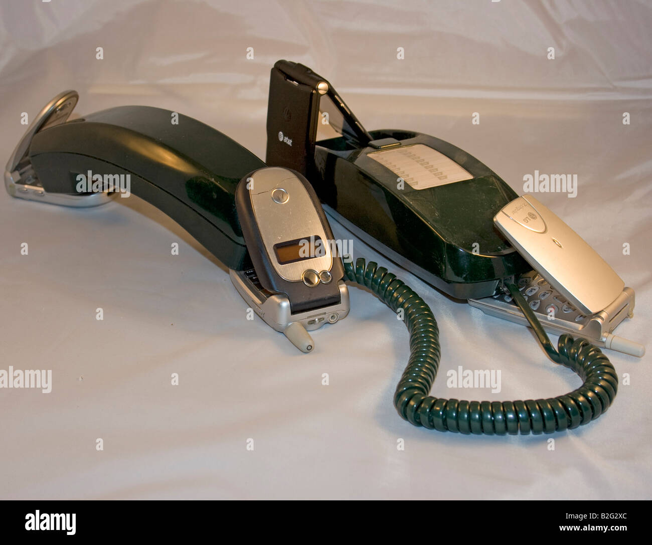 Silo-Cell Phones Destroying Corded Phone Stock Photo - Alamy