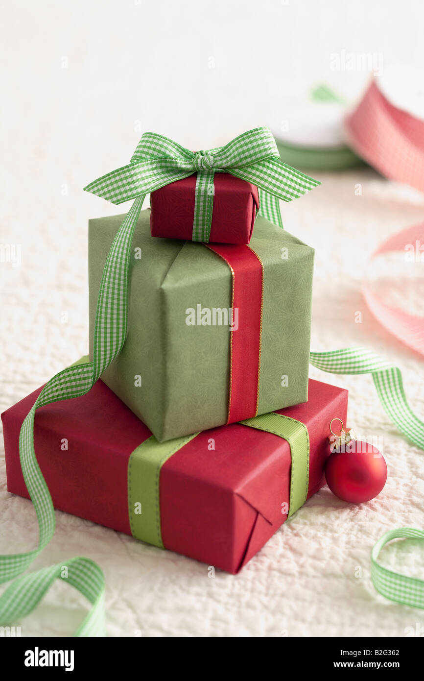 Wrapped Gifts Stacked Stock Photo - Alamy