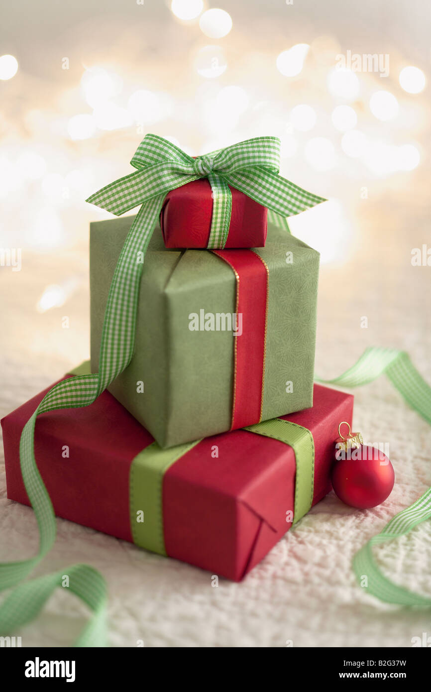 Wrapped Gifts Stacked Stock Photo - Alamy