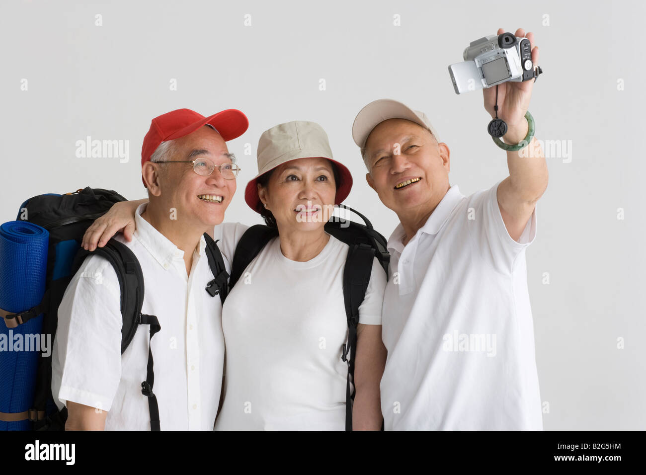 Hiker filming with a home video camera hi-res stock photography and ...