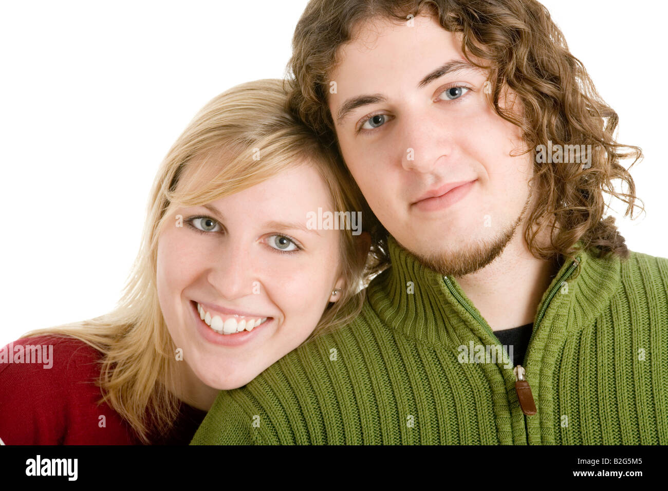portrait young couple pair love harmonical partnership man woman Stock ...