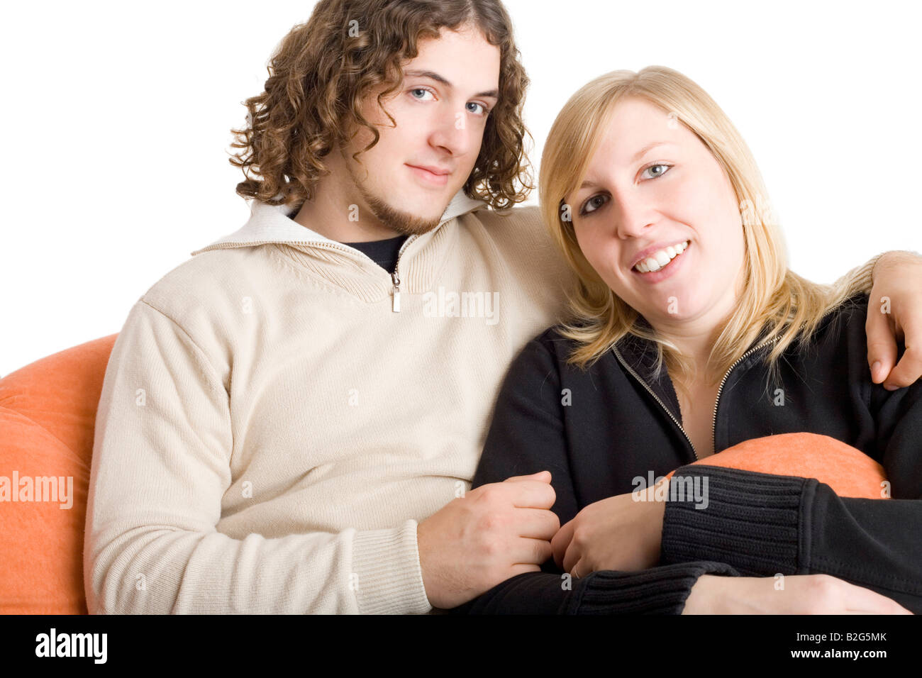 portrait young couple pair love harmonical partnership man woman Stock ...