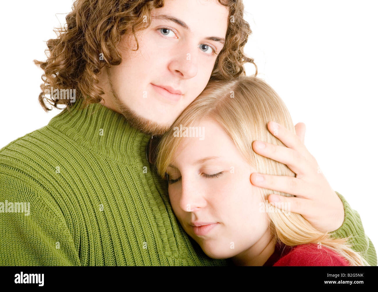 portrait young couple pair love harmonical partnership man woman Stock ...
