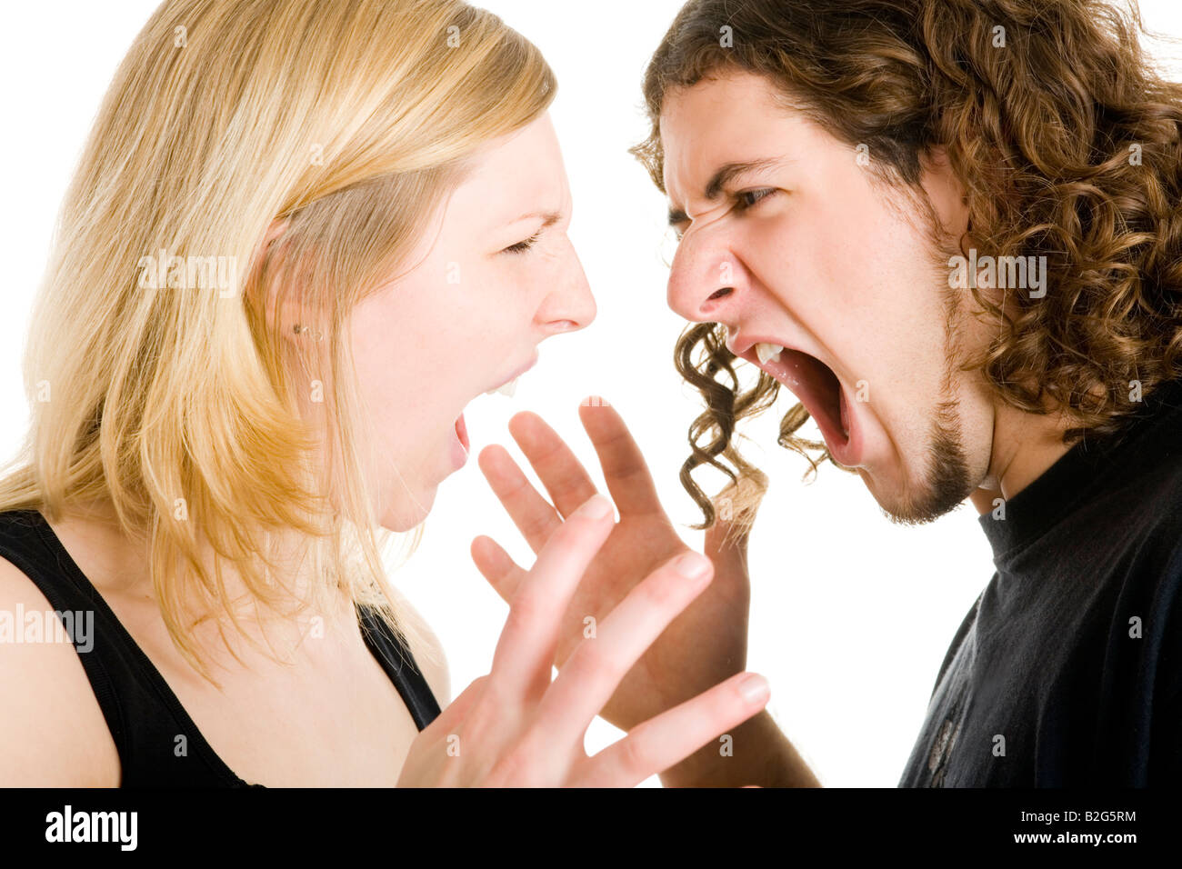 verbal dispute young couple battle pair man woman crying shouting Stock ...