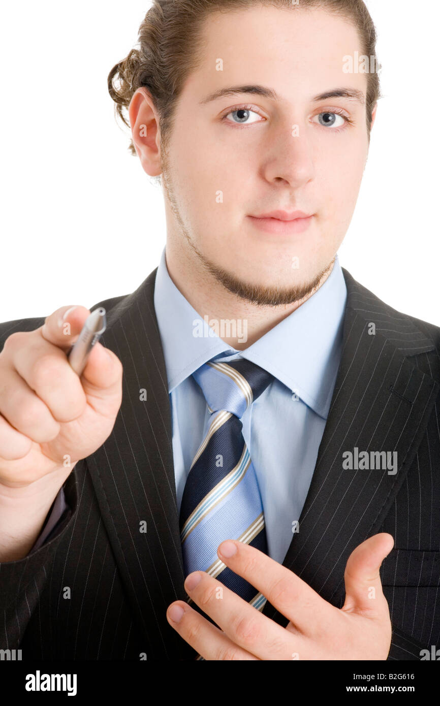 young businessman manager man portrait people ballpoint Stock Photo - Alamy