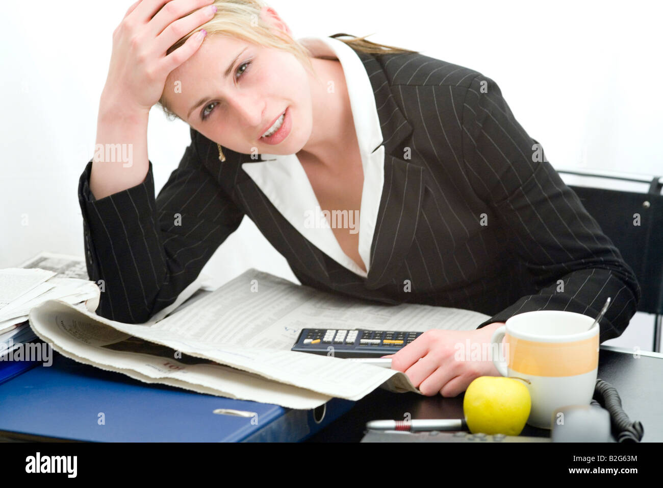 secretary woman clerk office working place desk work Stock Photo - Alamy