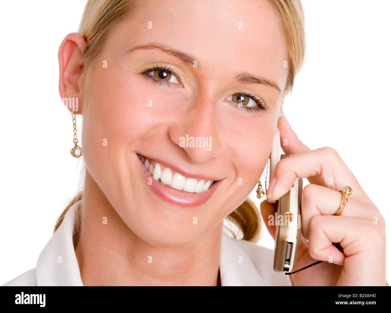 young woman portrait mobile phone Stock Photo - Alamy