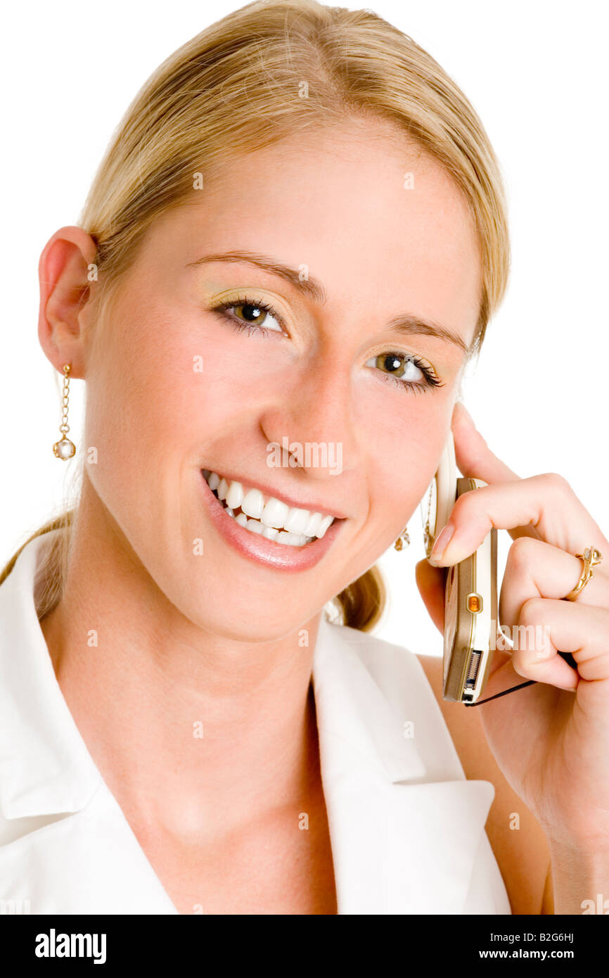 young woman portrait mobile phone Stock Photo - Alamy