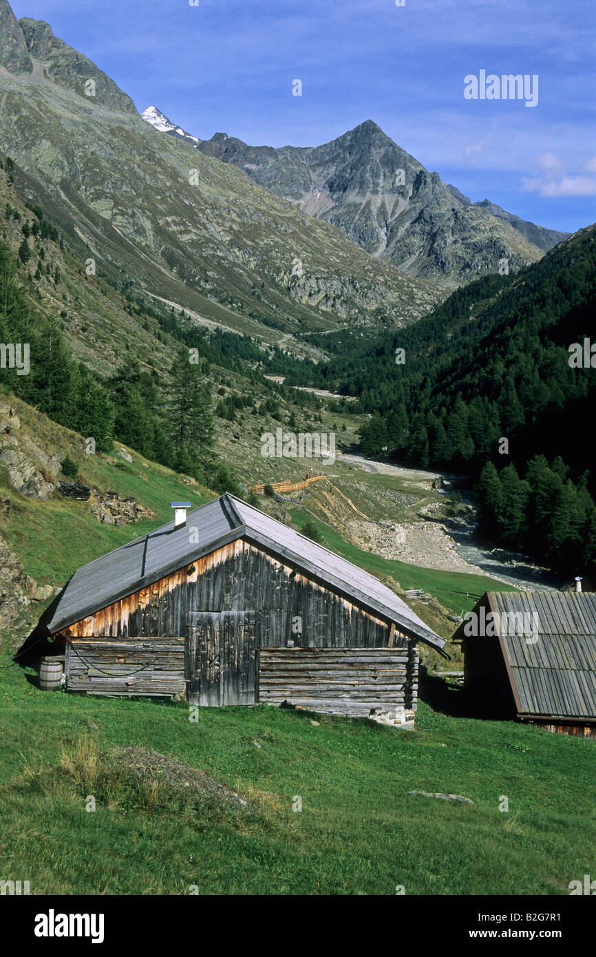 alpine hut Windachtal valley oetztal Tyrol Stubai Alps austria Stock ...
