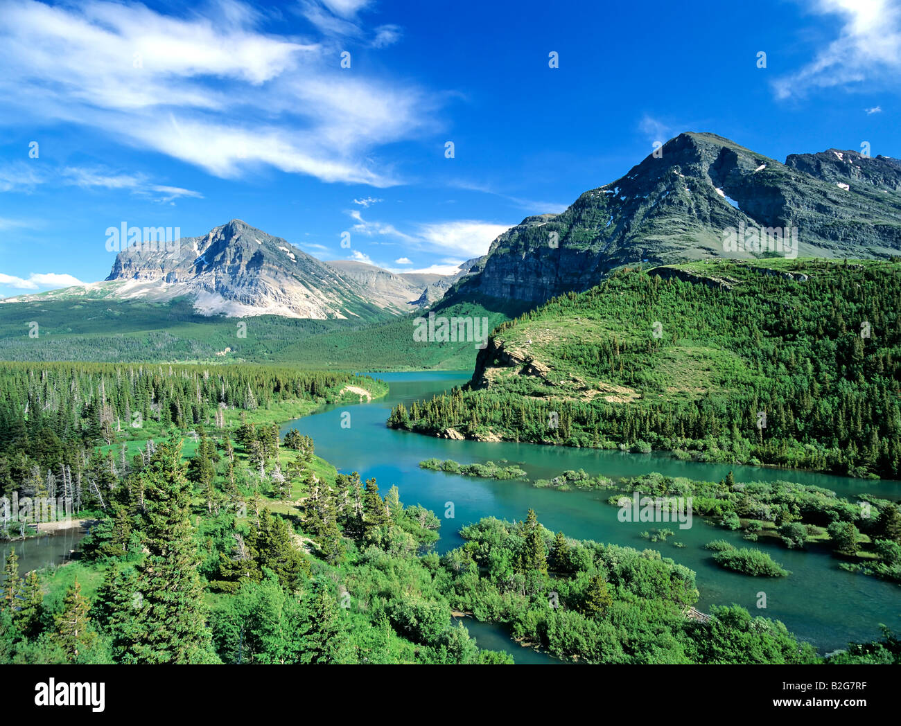 mountain landscape with river Stock Photo - Alamy