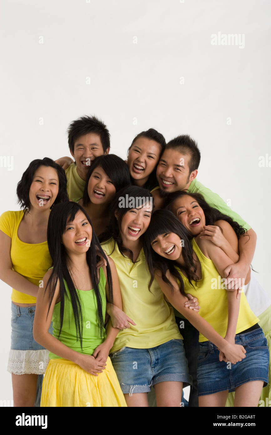 Portrait of a group of friends smiling Stock Photo - Alamy