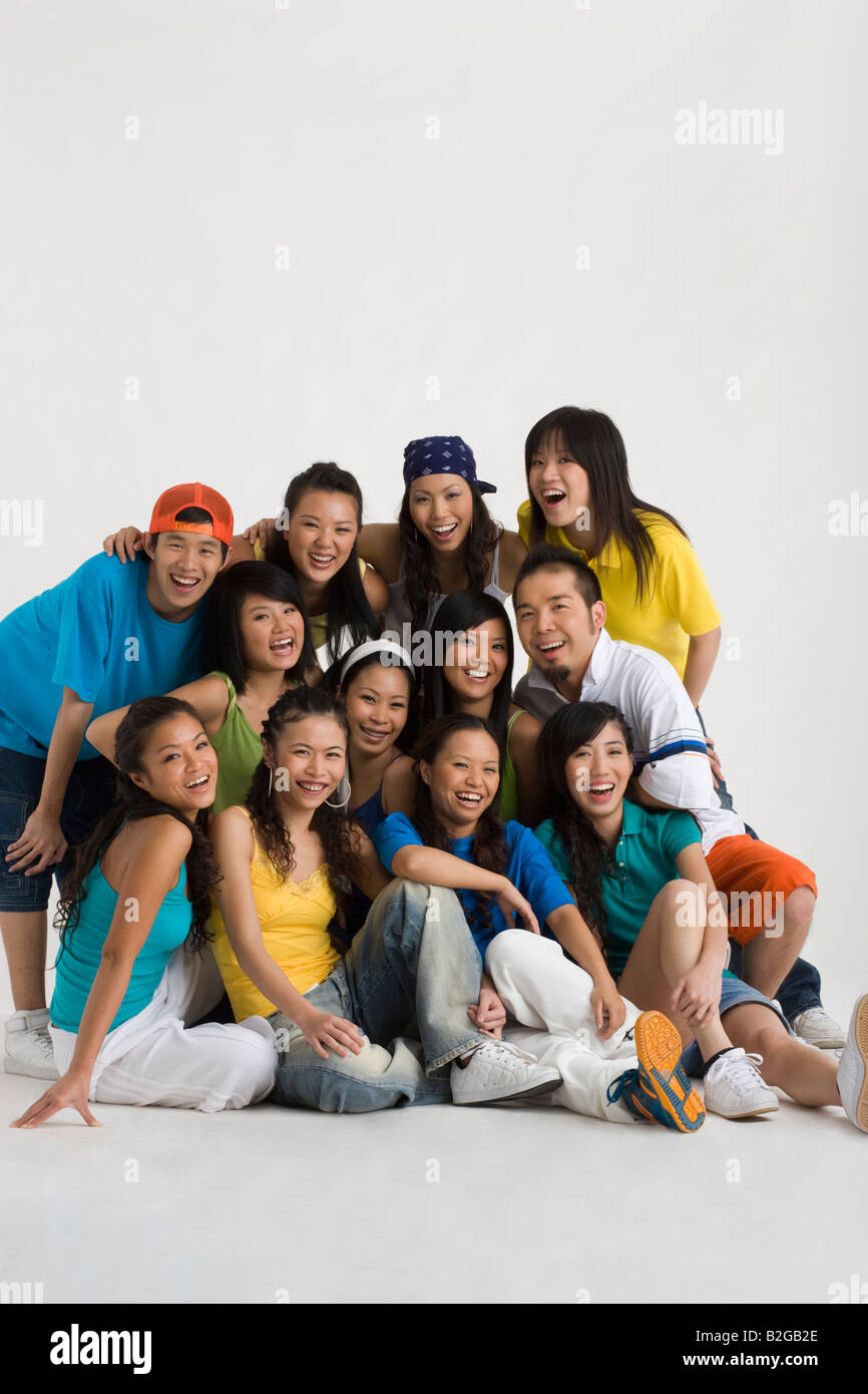 Portrait of a group of friends smiling Stock Photo - Alamy