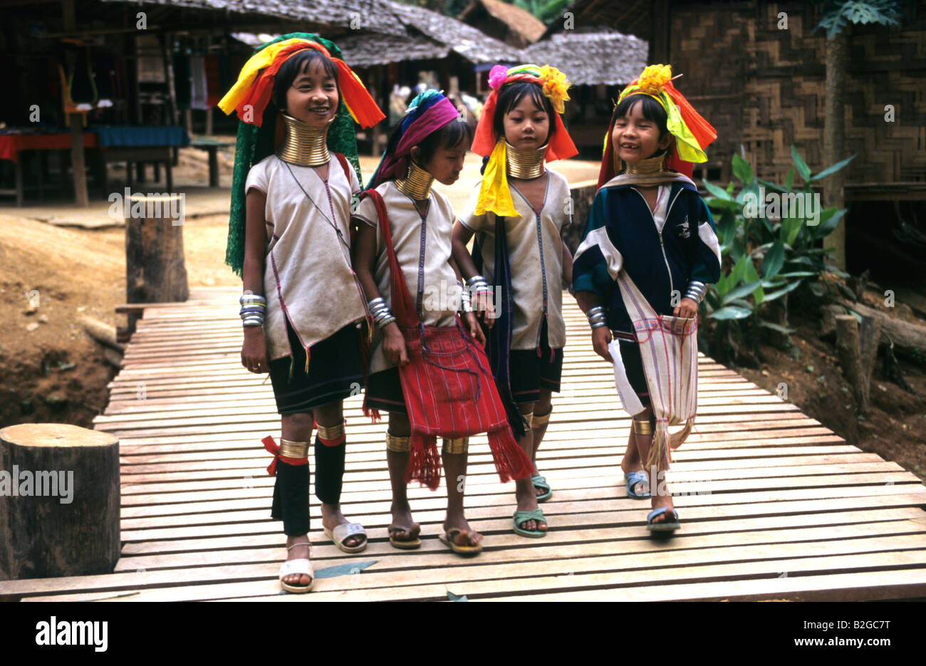 Padong longneck girls at Mae Hong Son,Thailand Stock Photo - Alamy