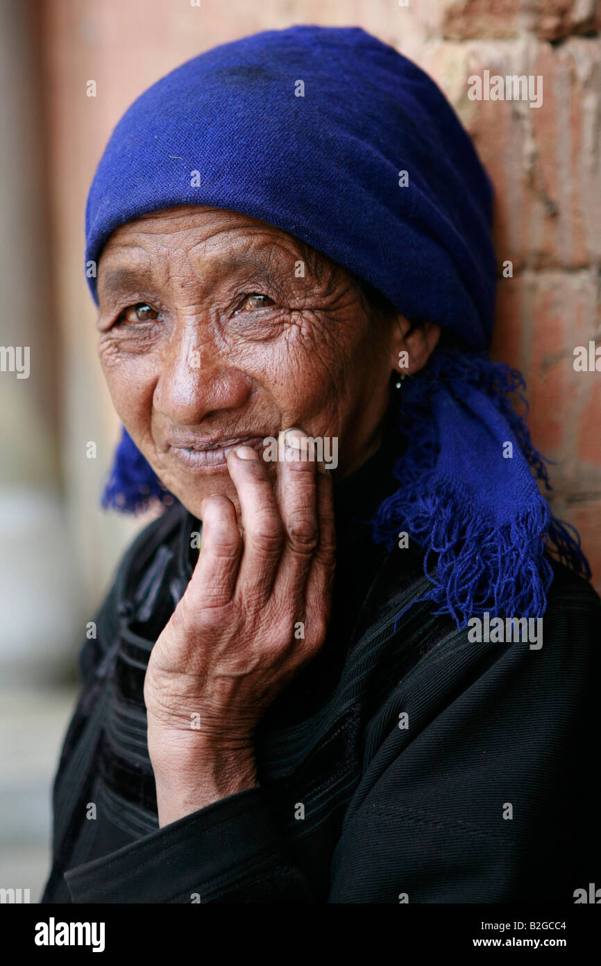 Hani woman at the village of Qingkou, near Yuanyang, Yunnan, China ...