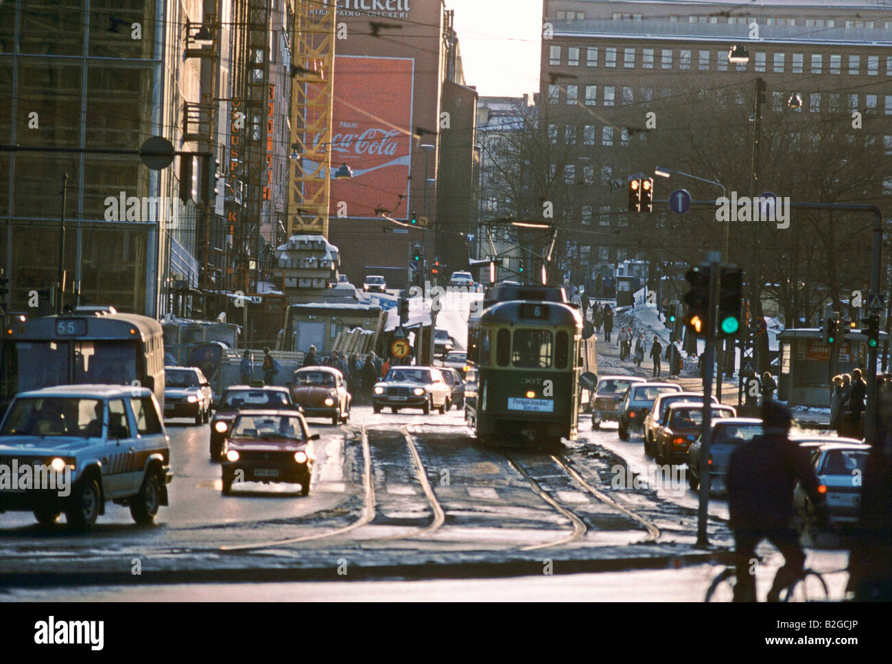 tram and cars on street in helsinki finland Stock Photo - Alamy