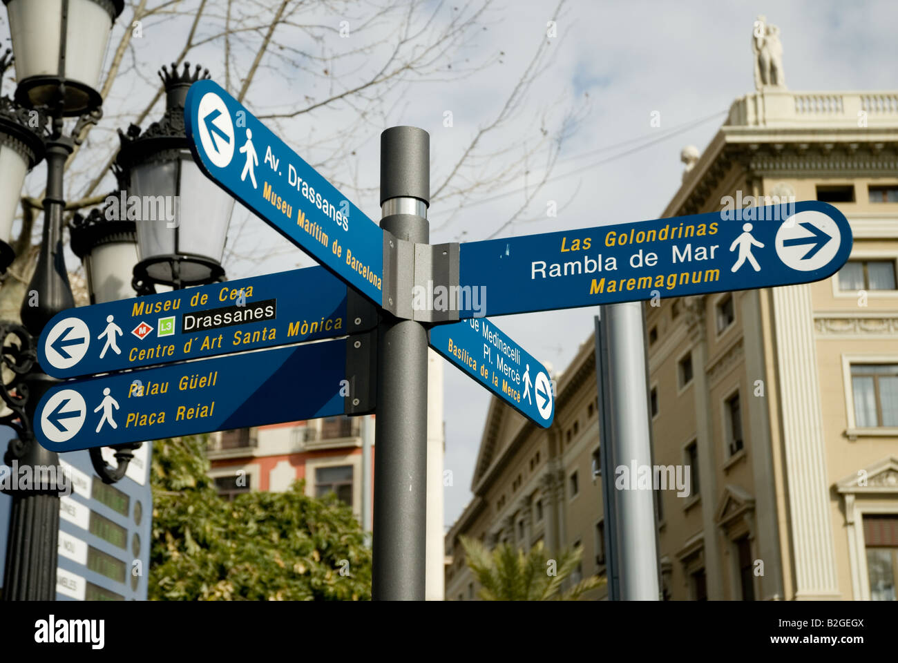 street sign barcelona spain Stock Photo - Alamy