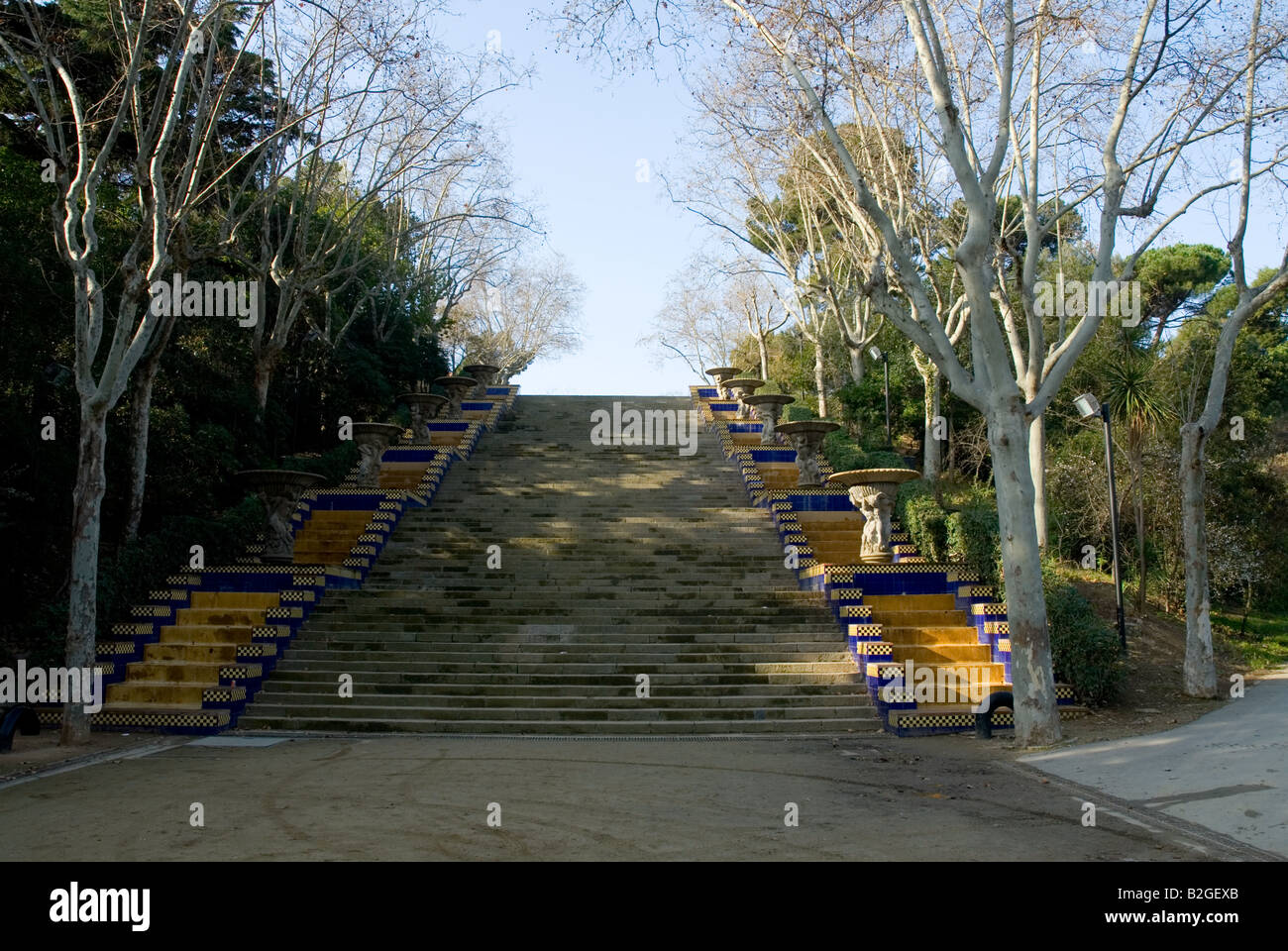 castle de montjuic stairs path barcelona spain Stock Photo - Alamy