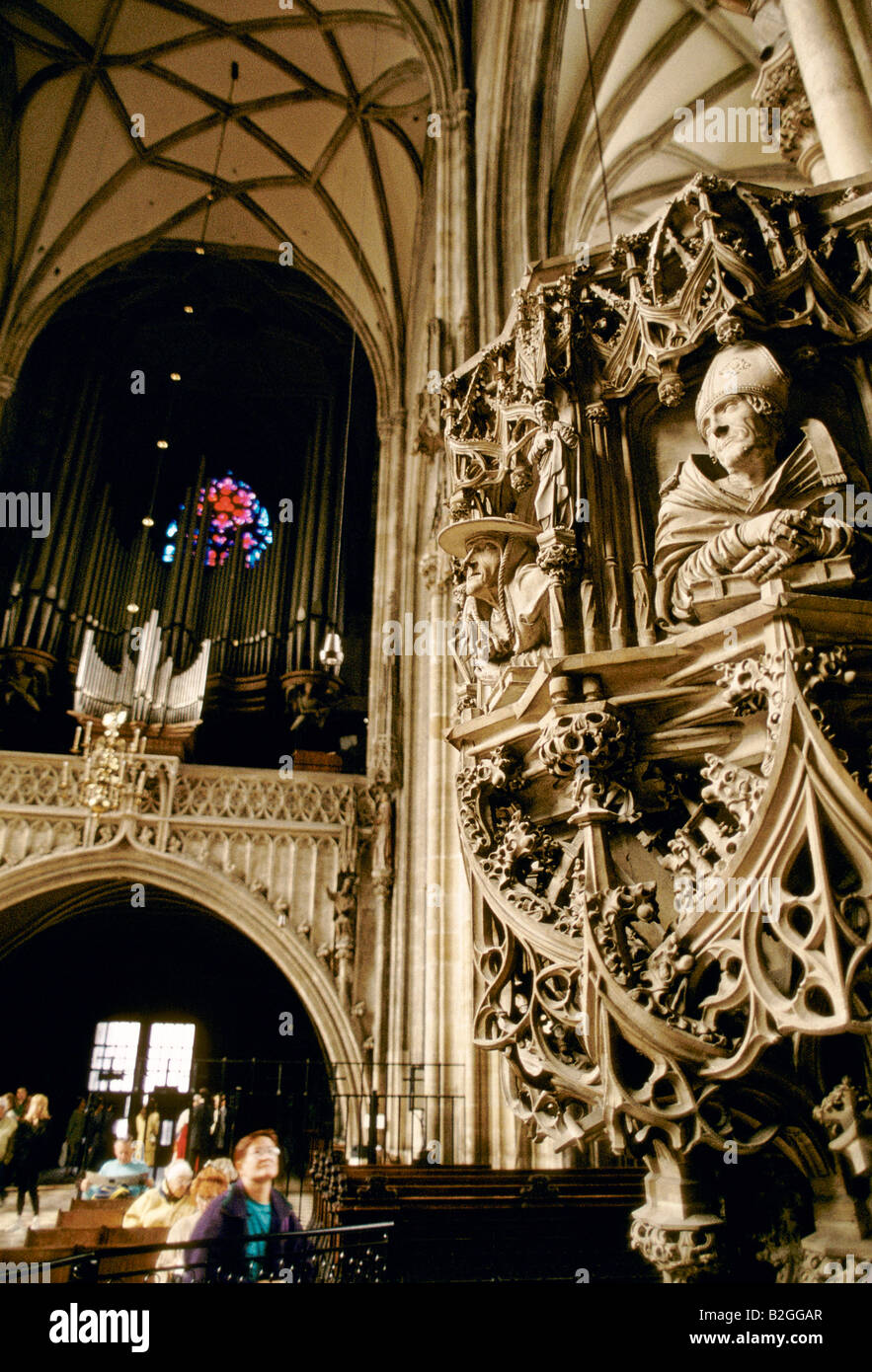 organ and pulpit inside austrian church Stock Photo - Alamy