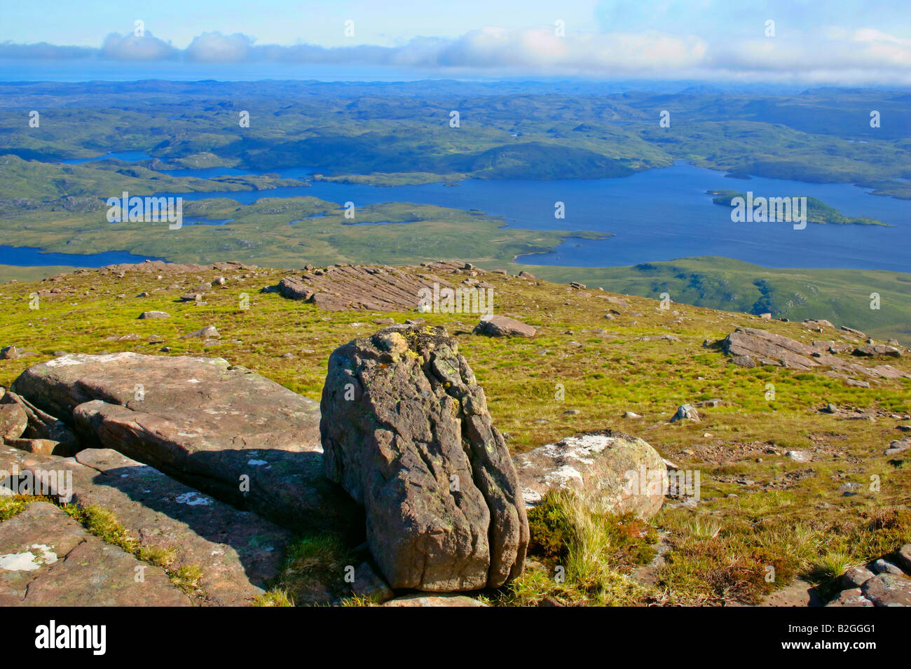 aerial view lakelands landscape Stac Pollaidh Nature Reserve Wester ...