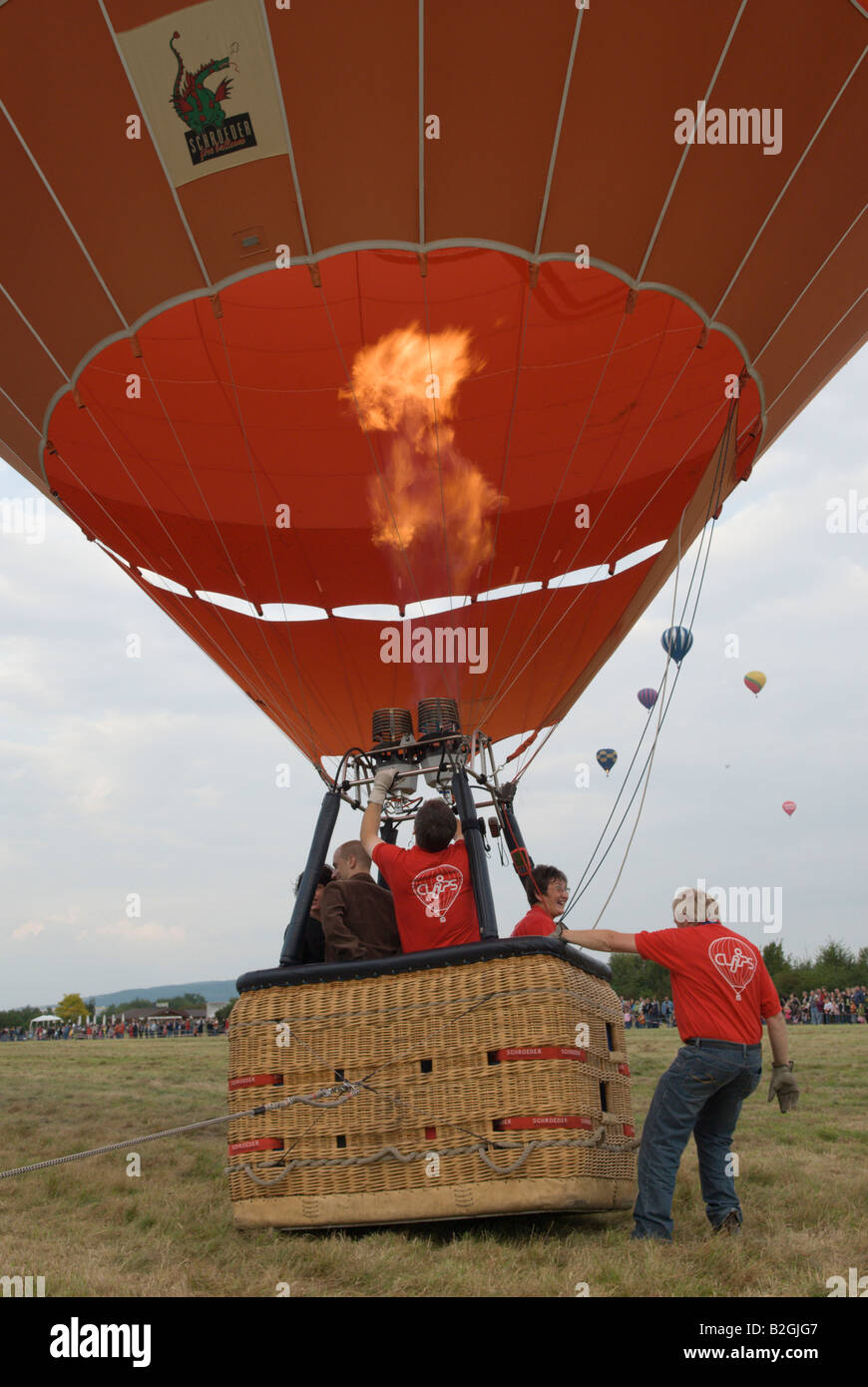 hot air balloon flight ballons festival burner flame starting ground ...