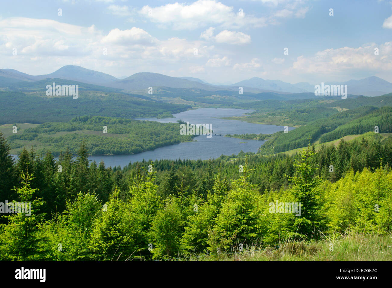 Loch Garry woodlands lakeland mountains Lochaber Highlands Scotland UK ...