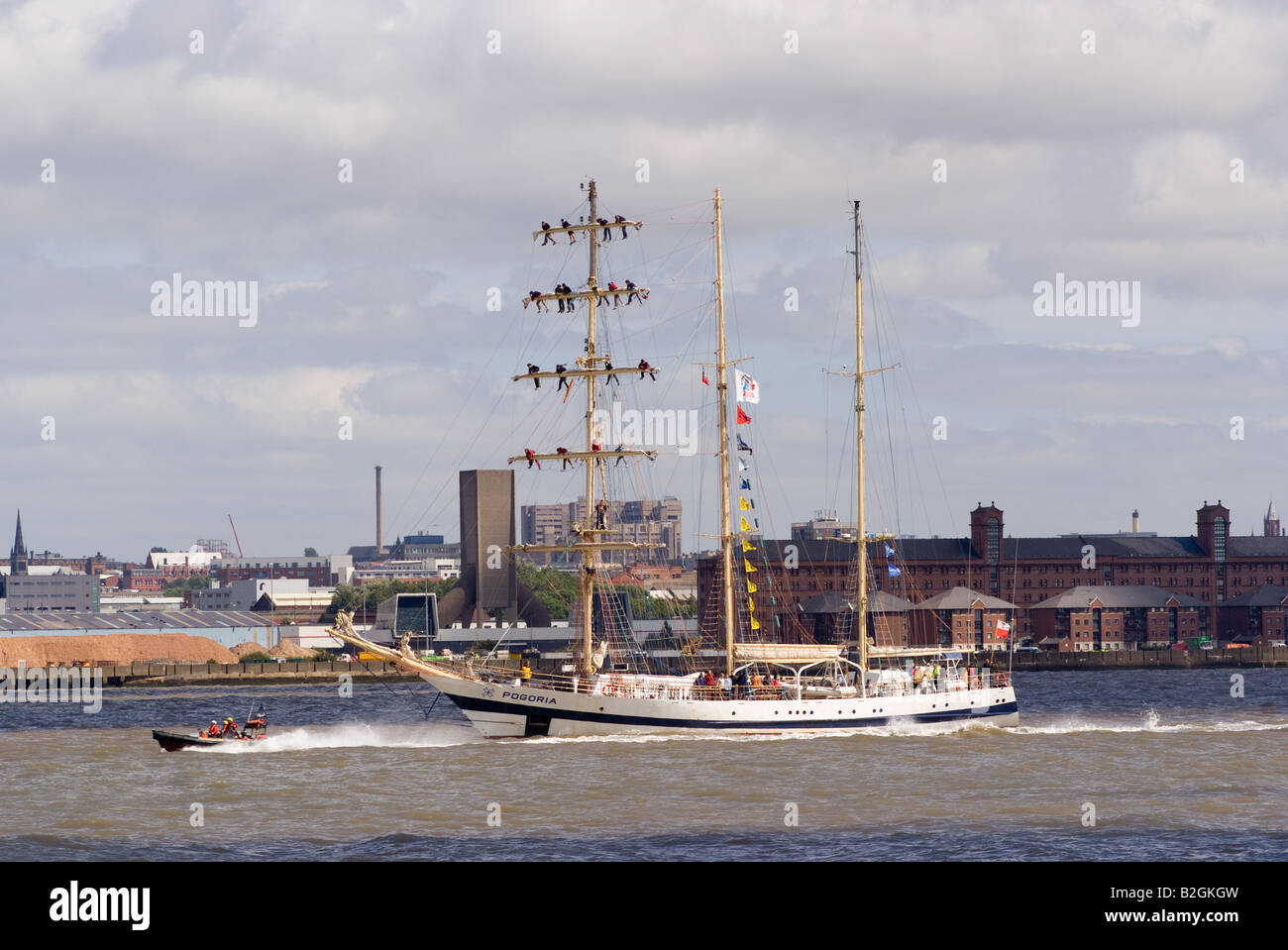 The Polish Tall Ship Pogoria Leaving the River Mersey in Liverpool at ...