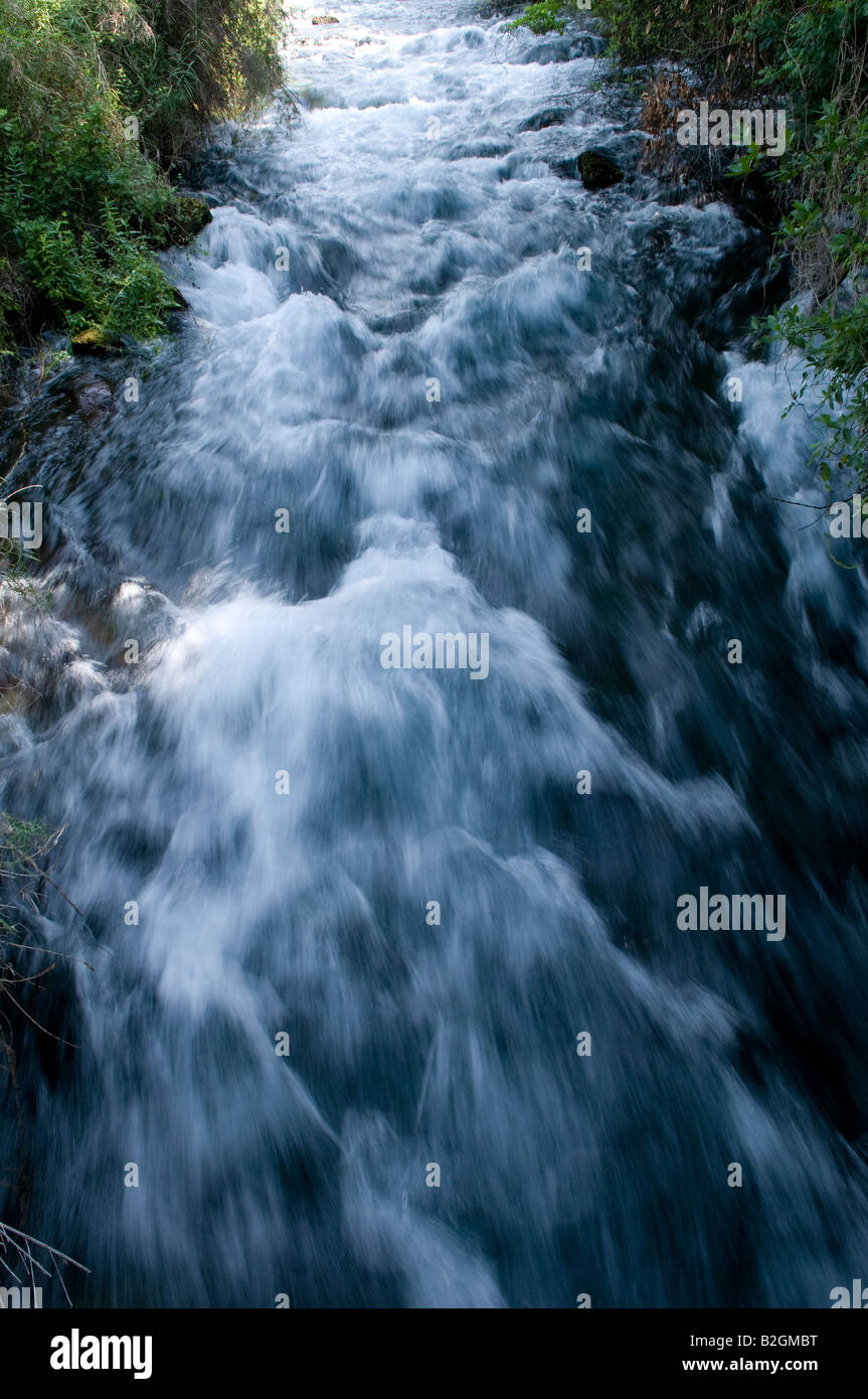 Dan River flowing in Tel Dan Nature Reserve in Golan Heights Northern ...