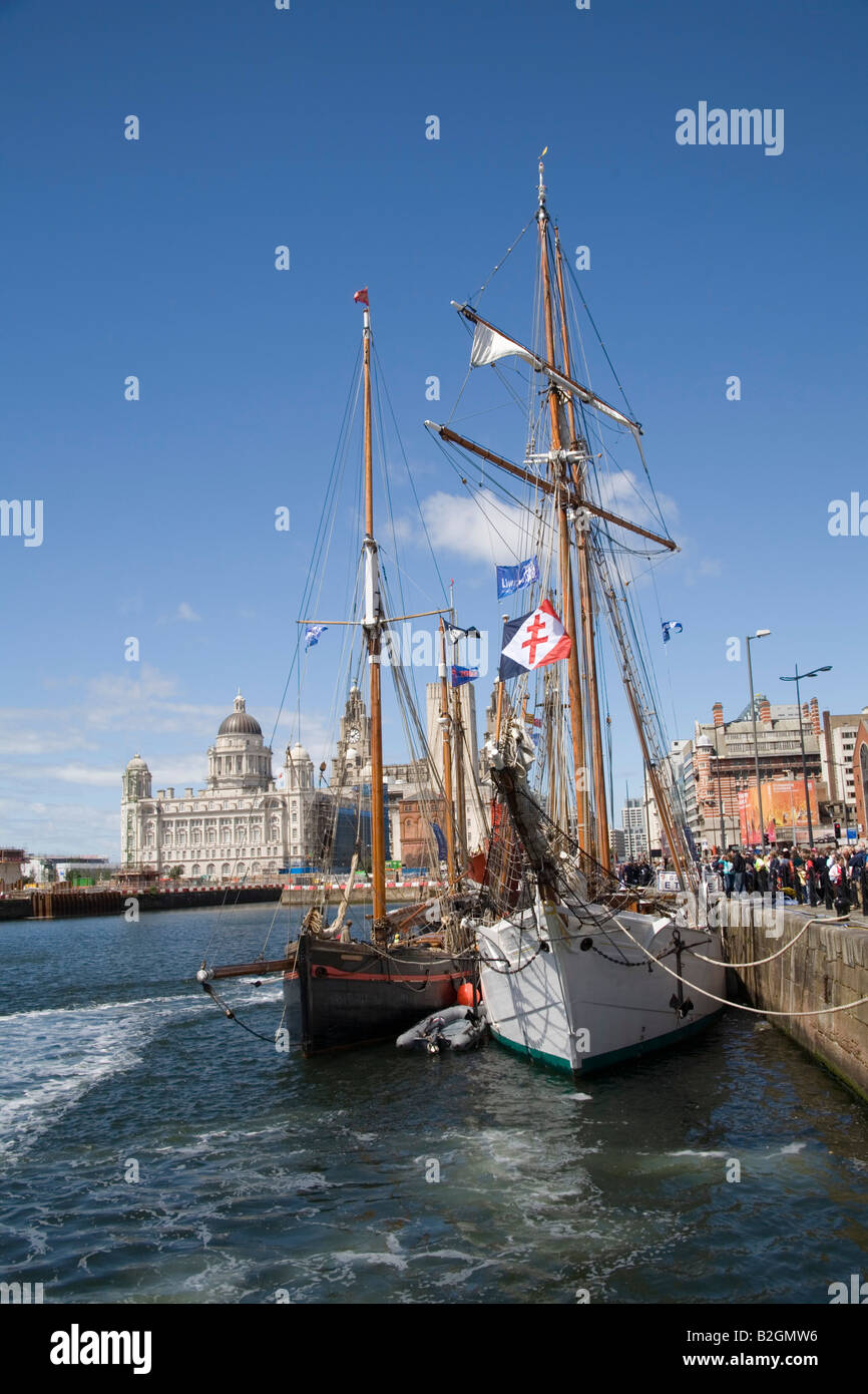 Liverpool Merseyside England UK July Two of the smaller Tall Ships ...