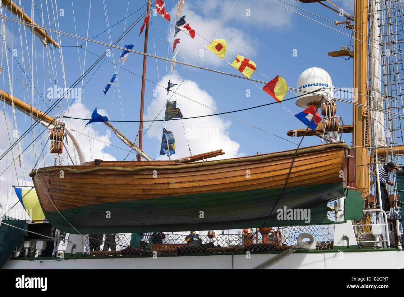 Liverpool Merseyside England UK July Polished wooden lifeboat of ...