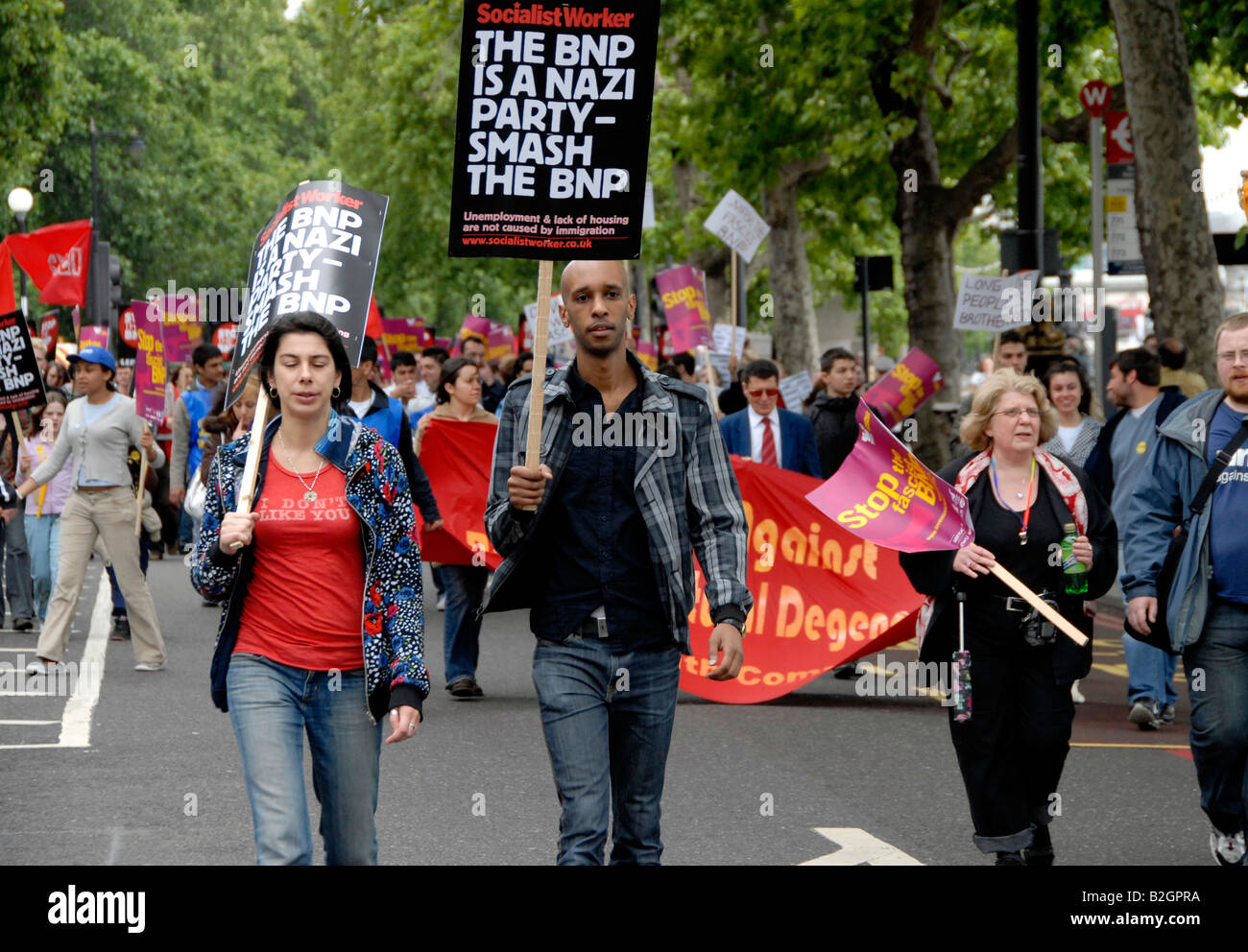 National anti fascist BNP march through London 21 June 2008 Stock Photo ...