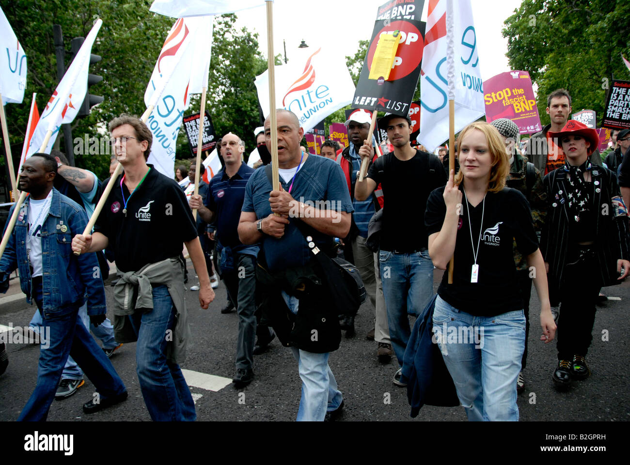 National anti fascist BNP march through London 21 June 2008 Stock Photo ...